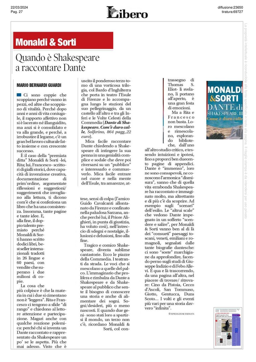 Libero: Monaldi & Sorti - Quando è Shakespeare a raccontare Dante ...